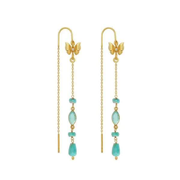 KARMA AND LUCK Spirit’s Ascent Turquoise Butterfly Drop Earrings - Blue/green