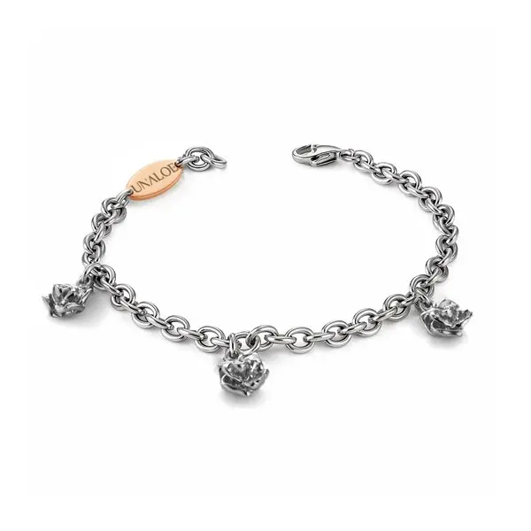 UNALOE Sterling Rose Charm Bracelet - Silver