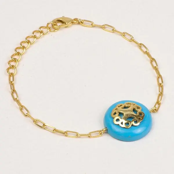 LILA RASA Gold Plated Turquoise Bracelet - Gold/blue