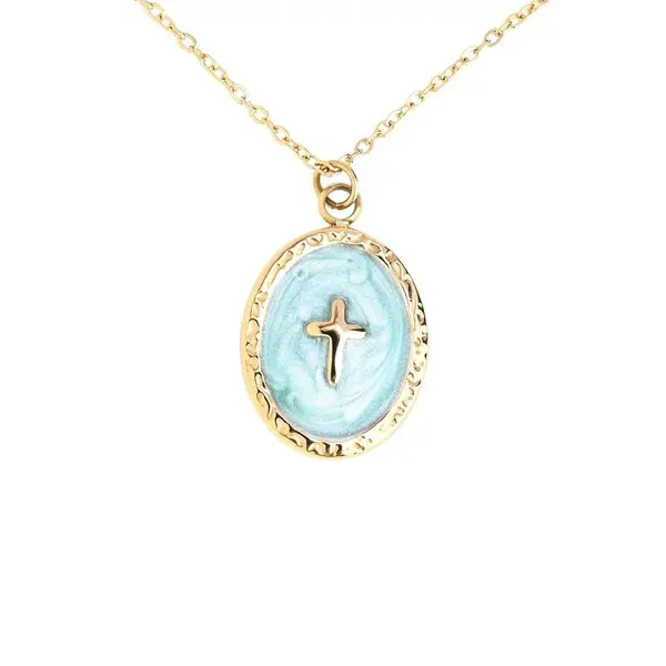 STARFISH PROJECT Shine Bright Cross Pendant - Gold/blue