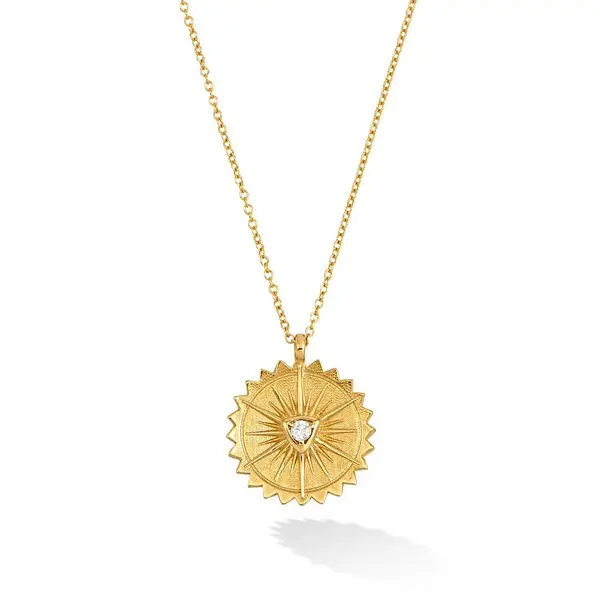 DOWER & HALL 14ct Yellow Sun Pendant With Diamond - Gold