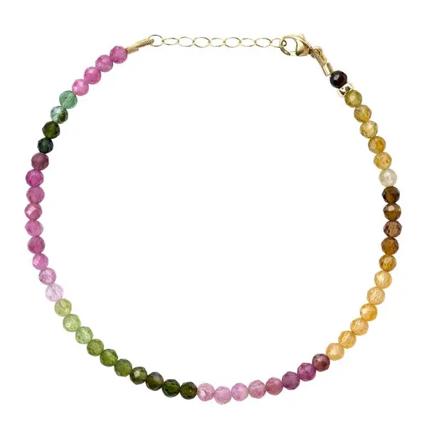 BOMBYX HOUSE Rainbow Tourmaline Beaded Bracelet - Green/blue/pink