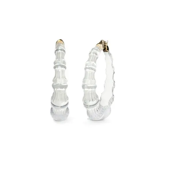 GOLD & HONEY Bamboo Illusion Hoop Earrings - Gold/white