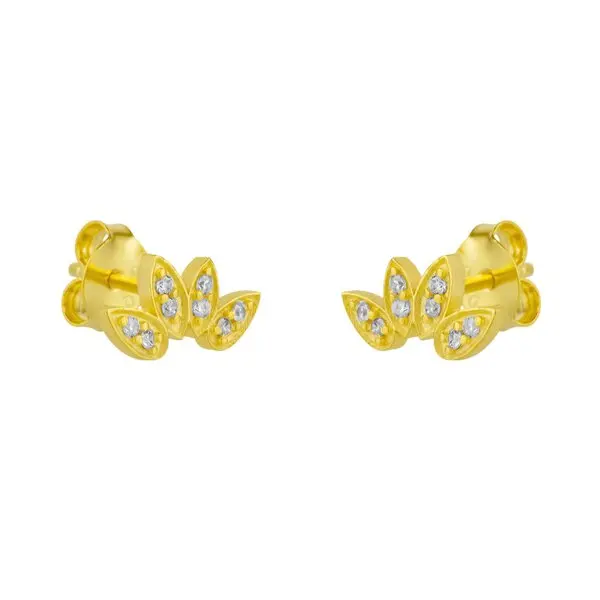 SPERO LONDON Flower Stud Sterling Silver Earrings - Gold