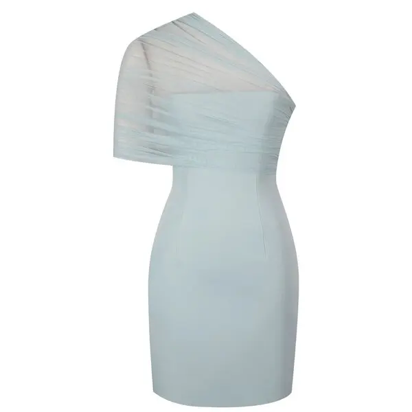 MISS CIRCLE NEW YORK One-shoulder Ruched Mini Dress - Green