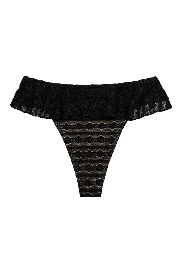 MONTCE Daisy Lace Tamarindo Ruffle Bikini Bottom - Black