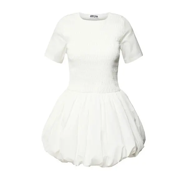 AMY LYNN Cotton Puffball Ultra Mini Dress - White