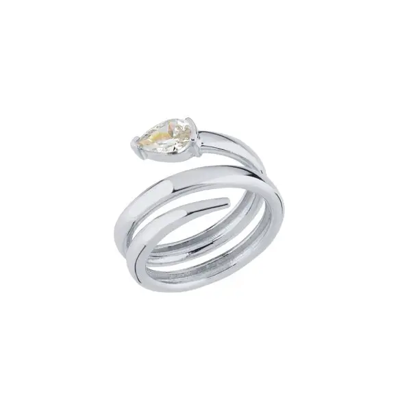 LINYA JEWELLERY Drop Stone Snake Ring - Silver