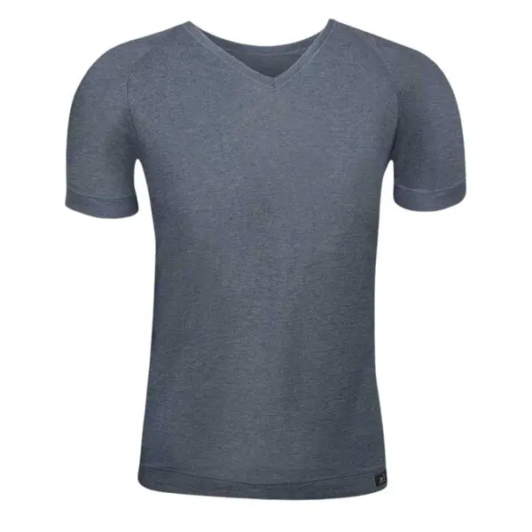 ZD ZERO DEFECTS Ranglan V-neck T-shirt Premium Egyptian Cotton Color Graphite - Grey