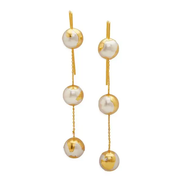 DHWANI BANSAL Selene Pearl Dangle Earrings - Gold/white