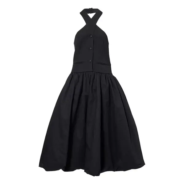 AMY LYNN Garcelle Halterneck Midi Dress - Black