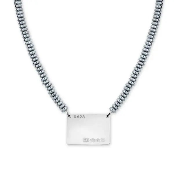 WARE COLLECTIVE Hematite Tag Necklace - Silver