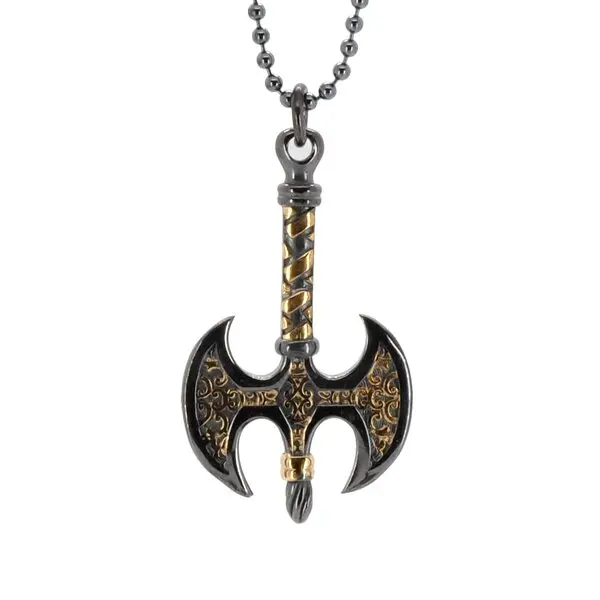 EBRU JEWELRY Viking Axe Sterling Silver & Gold Pendant Chain Necklace - Gold/silver