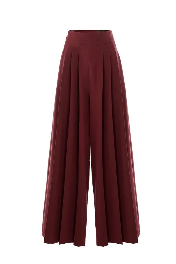 EXQUISE Wide-leg Pants With Pockets - Red