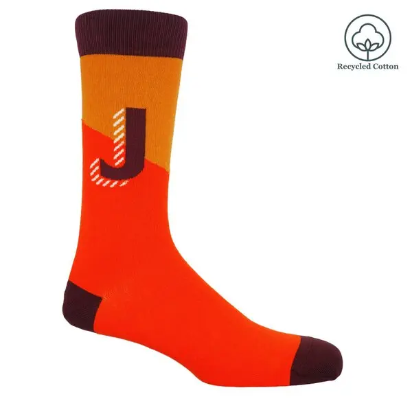 PEPER HAROW - MADE IN ENGLAND Alphabet Socks J - Orange