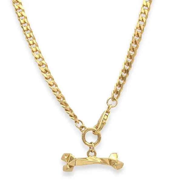 FRENVYRN Mars 18k Vermeil Cuban Chain Necklace With Dog Bone - Gold