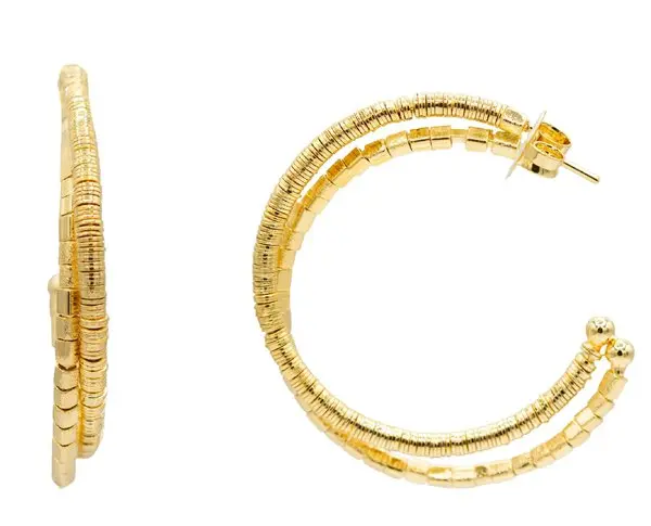 MARCIA MORAN Inaz Beaded Hoop Earrings - Gold