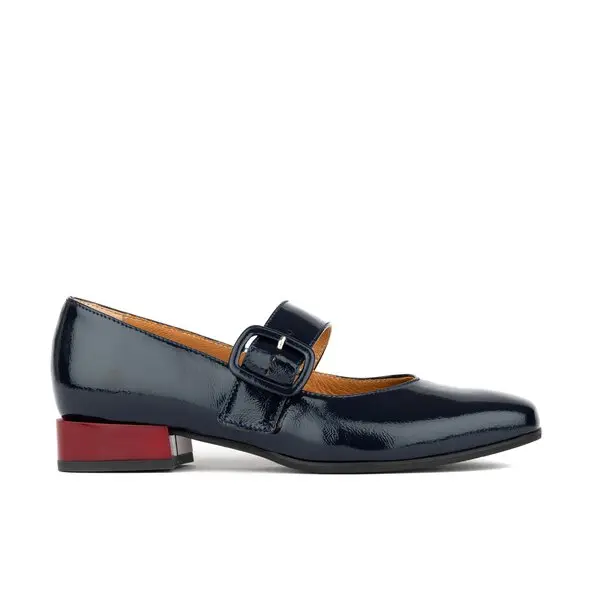 EMBASSY LONDON USA Mary Jane Flat With Block Heel - Blue