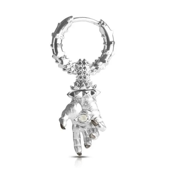 KASUN Hand Of The Protector June Moonstone Earrings - Silver