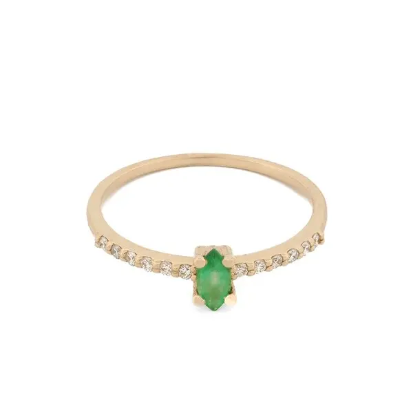 EBRU JEWELRY Balance Emerald Diamond Gold Band Ring - Gold/green