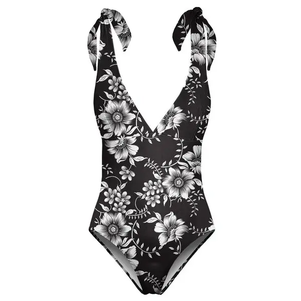 ALOHA FROM DEER Dark Flowers One Piece Swimsuit - Black