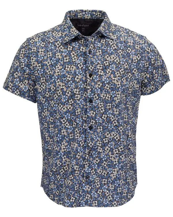 LORDS OF HARLECH Todd Floral Field Knit Shirt - Black