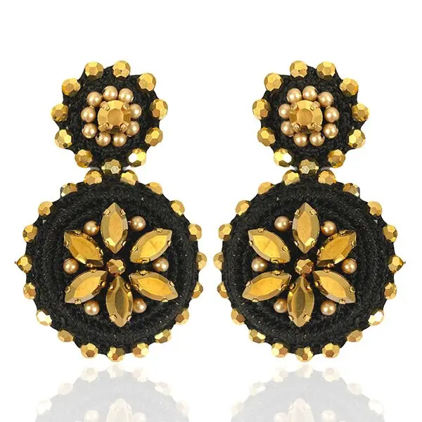 PINAR OZEVLAT Flower Drop Earrings - Black