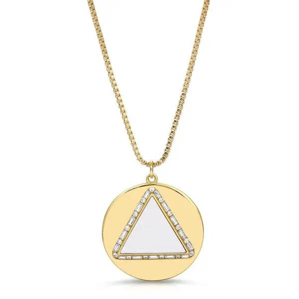 GLAMROCKS JEWELRY Triangle Mirror Pendant Necklace - Silver