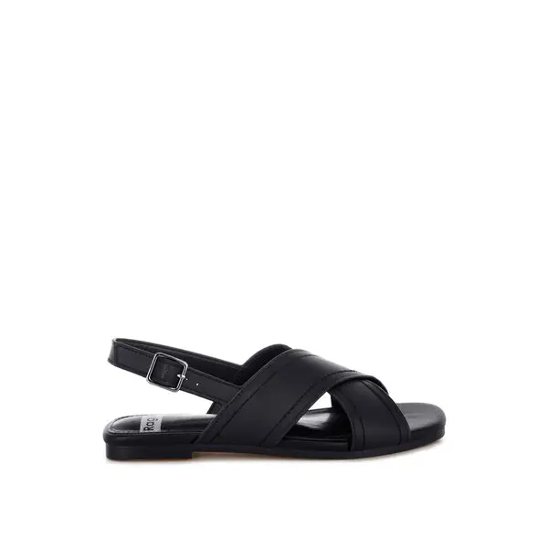 RAG & CO Classic Cross-strap Buckled Flats - Black