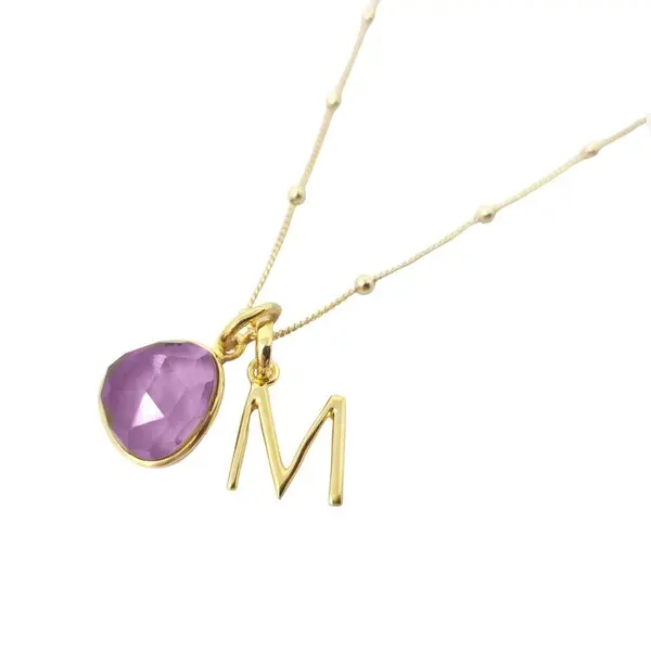 HARFI Alexandrite Initial Vermeil Necklace - Gold/yellow
