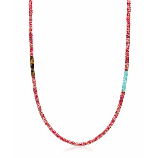 NIALAYA JEWELRY Jasper Heishi Bead Necklace - Red