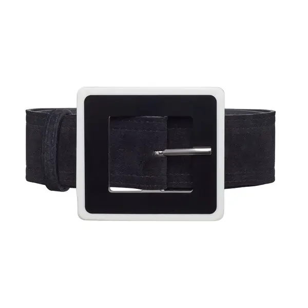 BELTBE Wide Acrylic Buckle Waist Belt - Black