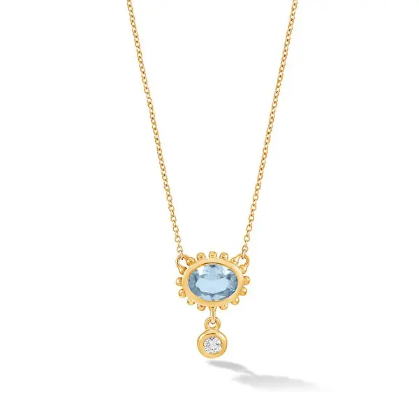 DOWER & HALL Fine Yellow Gold Anemone Pendant With Blue Topaz And Diamond - Gold/blue