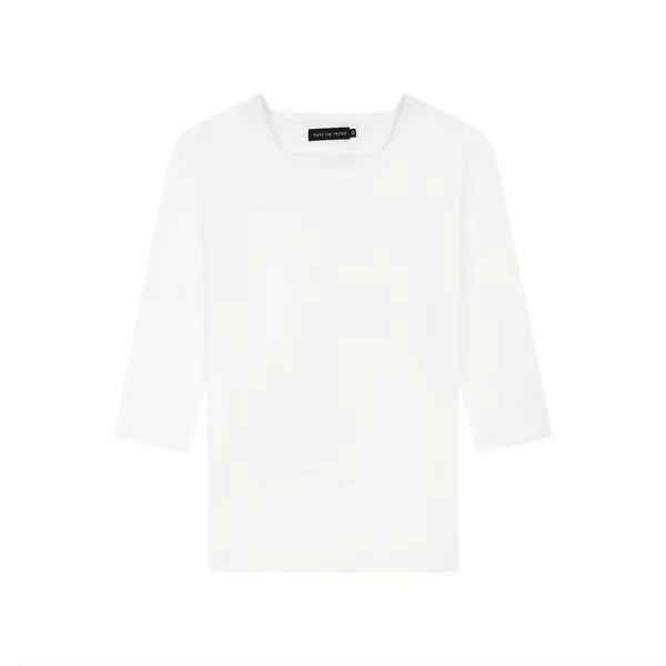 RAVE ON TREND Square Neck Ribbed Tee - White