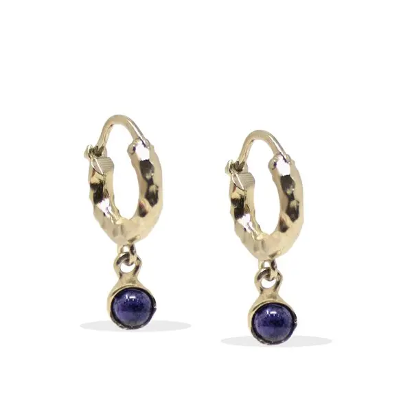 VINTOUCH ITALY Gold Iolite Hoop Earrings - Gold/blue