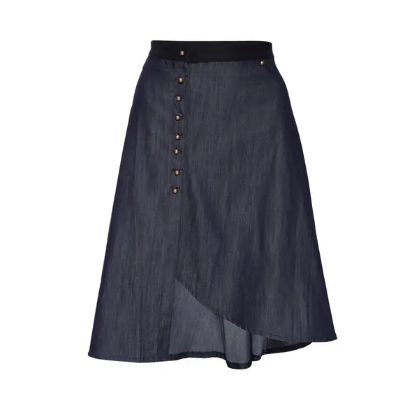 LAHIVE Jessica Button Down Denim Wrap Skirt