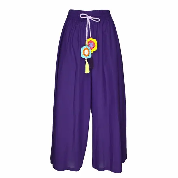 LALIPOP DESIGN Cropped Wide-leg Voile Trousers With Crochet Belt - Purple