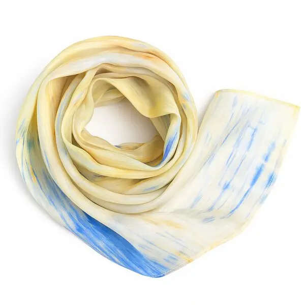 SILK AND BEARS Sunlight Brushstroke Habotai Silk Scarf – Hand-dyed Mulberry Silk - Yellow