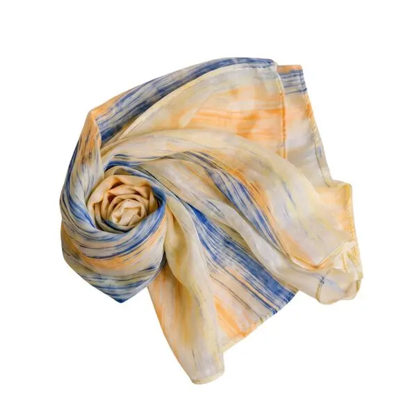 SILK AND BEARS Sunlight Brushstroke Habotai Silk Scarf – Hand-dyed Mulberry Silk - Yellow