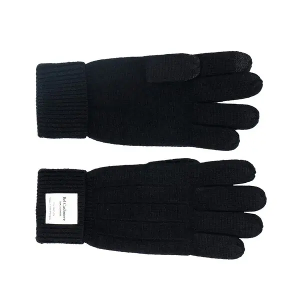 BEL CASHMERE Ribbed Cashmere Gloves - Black