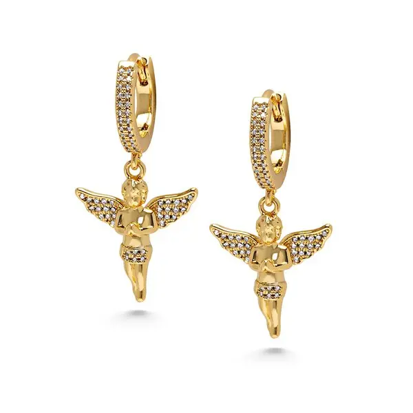 NIALAYA JEWELRY Angel Pendant Earrings - Gold