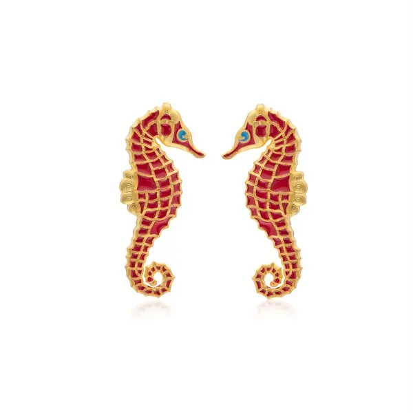 MILOU JEWELRY Seahorse Drop Earrings - Red