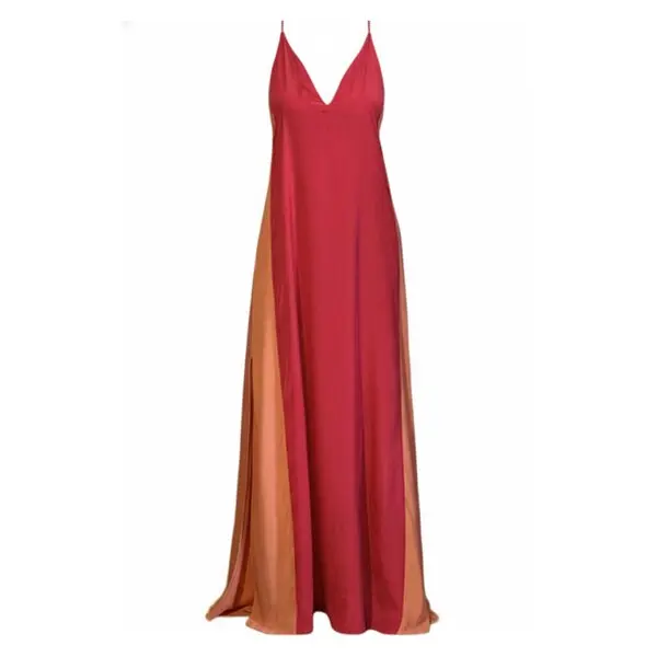 CARLTON JONES Silk Rose Maxi Slip Dress - Pink/red