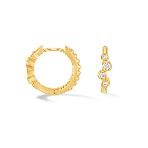 DOWER & HALL Solid Diamond Cascade Huggie Hoop Earrings - Gold