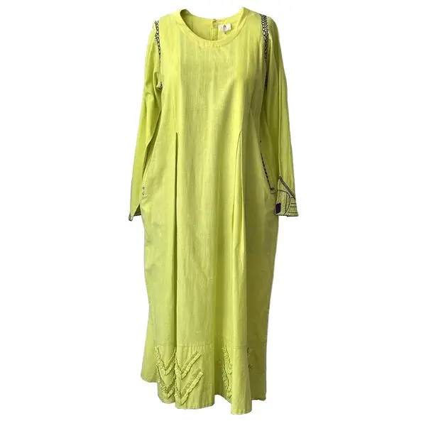 SR BY SONALI RAMAN Solstice Sulphur Khadi Dress