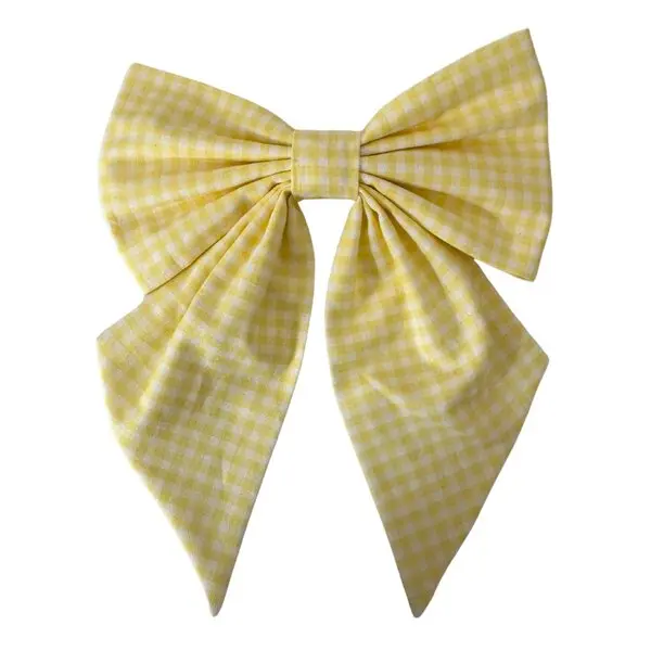 SYLKI Gingham Hair Bow Clip - Yellow