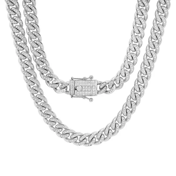STEELTIME Stainless Steel Miami Cuban Link Chain Necklace - Silver