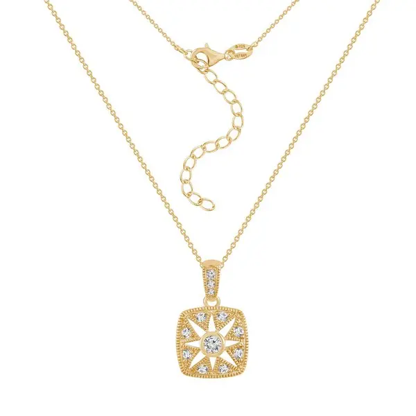 DIAMONBLISS Marilyn Monroe Vintage Square Pendant Necklace - Gold