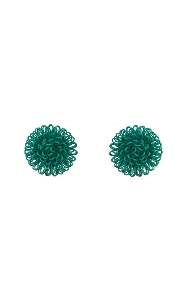 Pat’s Jewelry Clip-on Pompom Earrings - Green