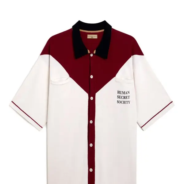 HUMAN SECRET SOCIETY Neutrals Fisherman. Silk Linen. & Cream - Red
